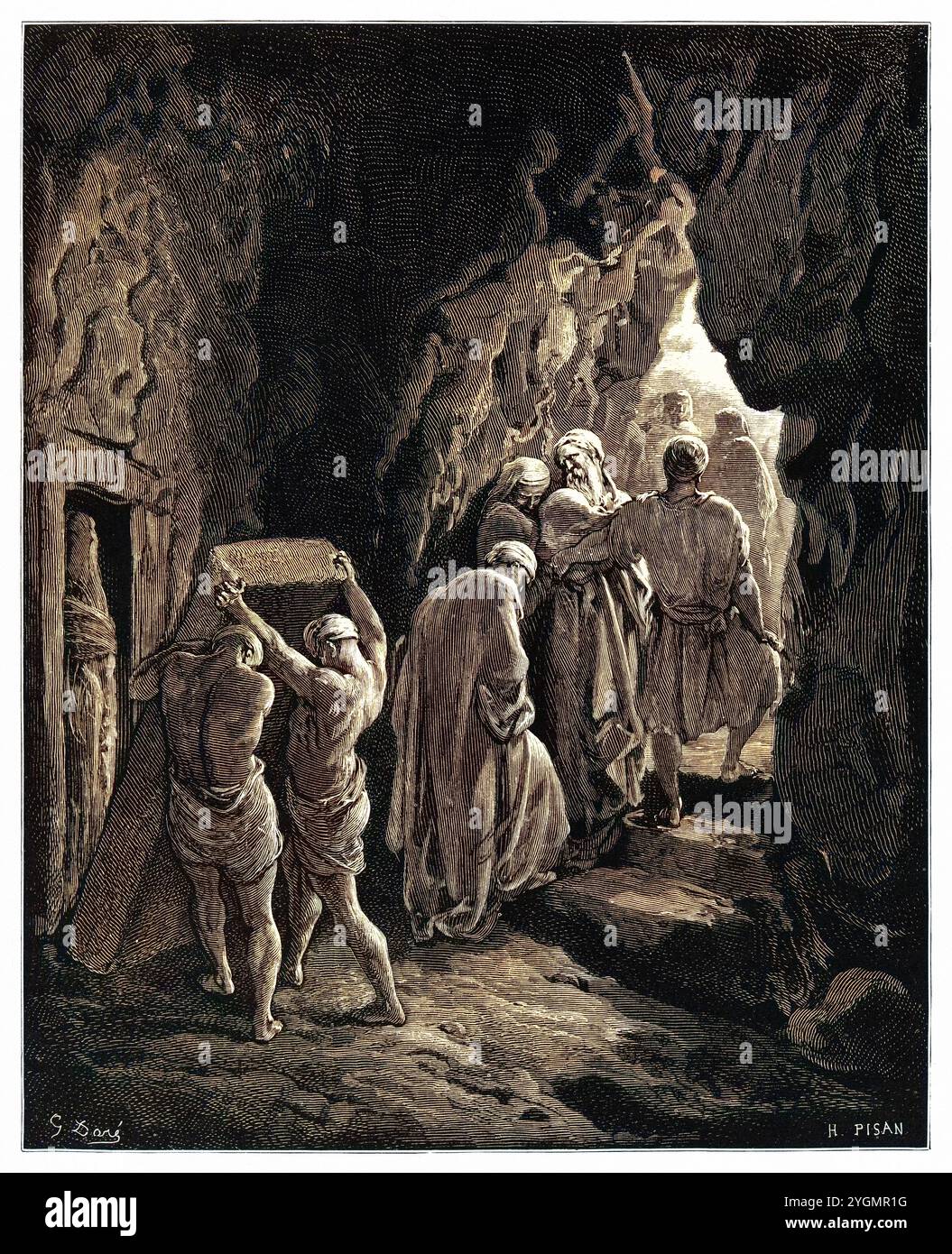 Burial of Sarah at Machpelah. Old Testament. Antique digitally colored ...
