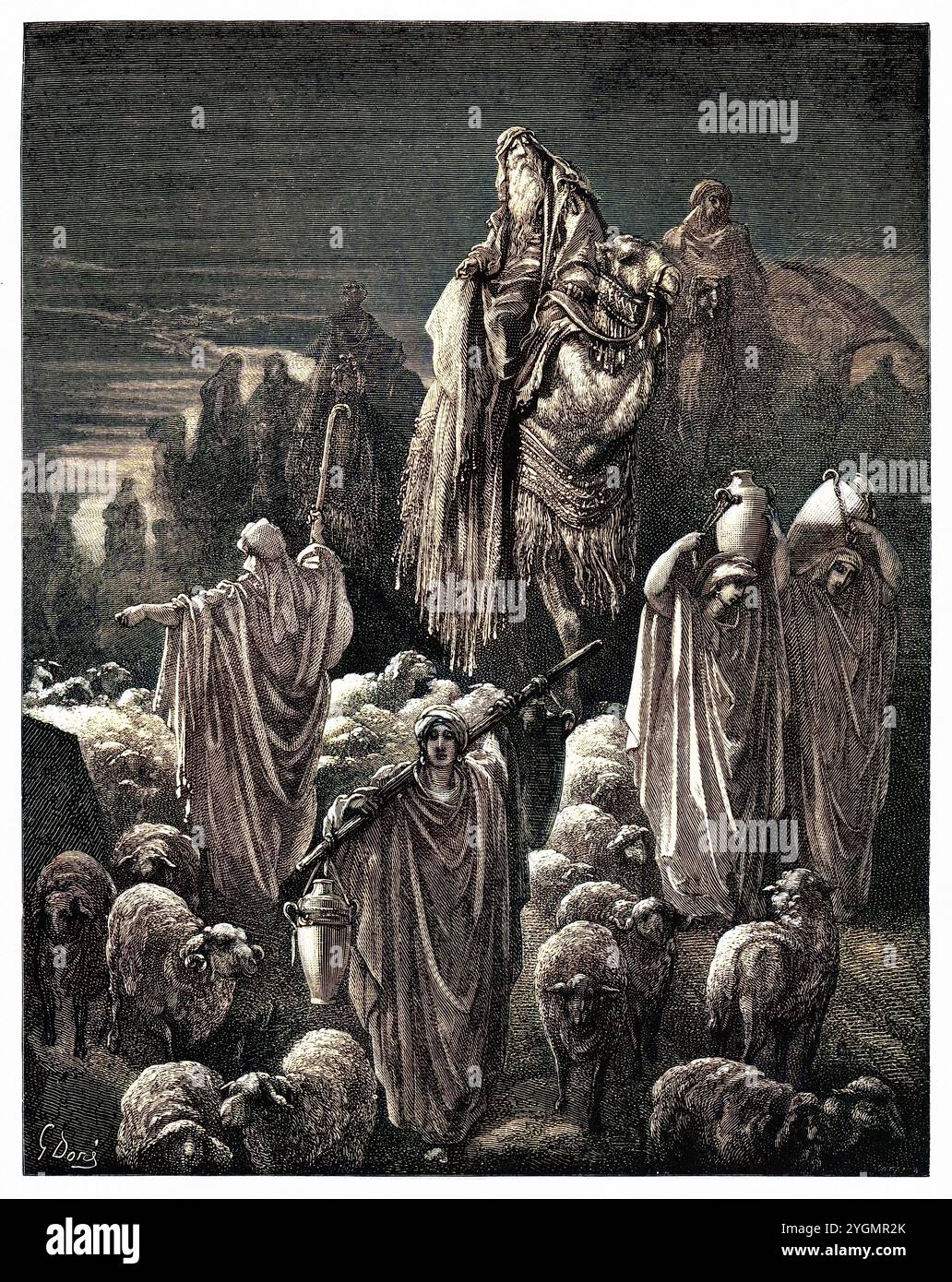 Jacob and his family on the way to Egypt. Old Testament. Antique ...