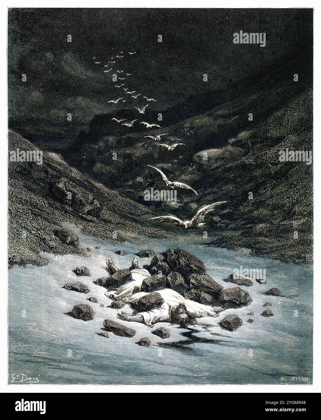 Achan stoned to death. Old Testament. Antique digitally colored ...