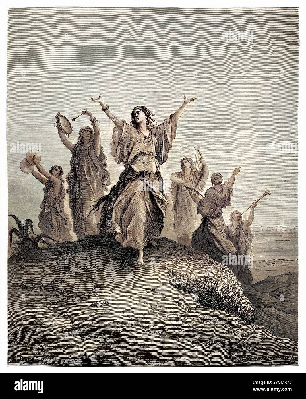 Jephthah's return. Iphis dancing to welcome her father Jephthah. Old ...