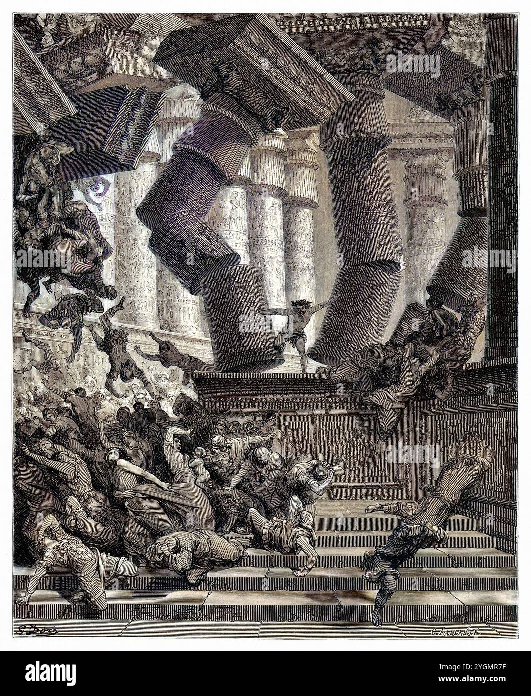 The death of Samson. Samson destroys the temple of Baal. Old Testament ...