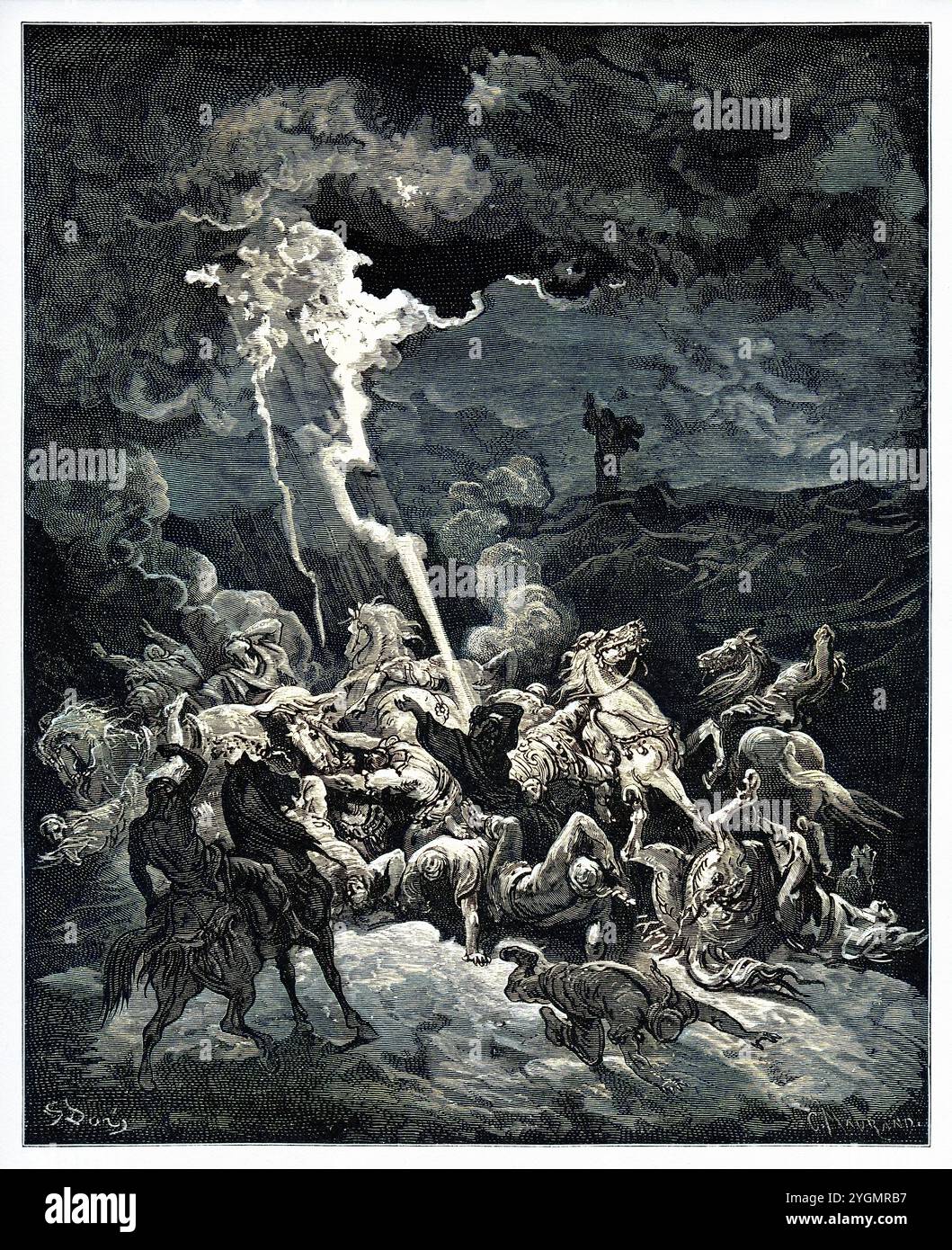 Elijah destroys the messengers of Ahaziah. Old Testament. Antique ...