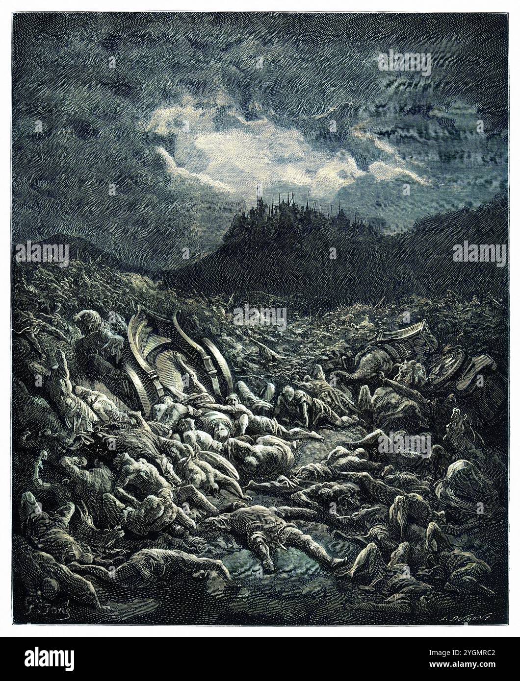 The destruction of the Moabites at Ein Ged. Jehoshaphat sees the armies ...