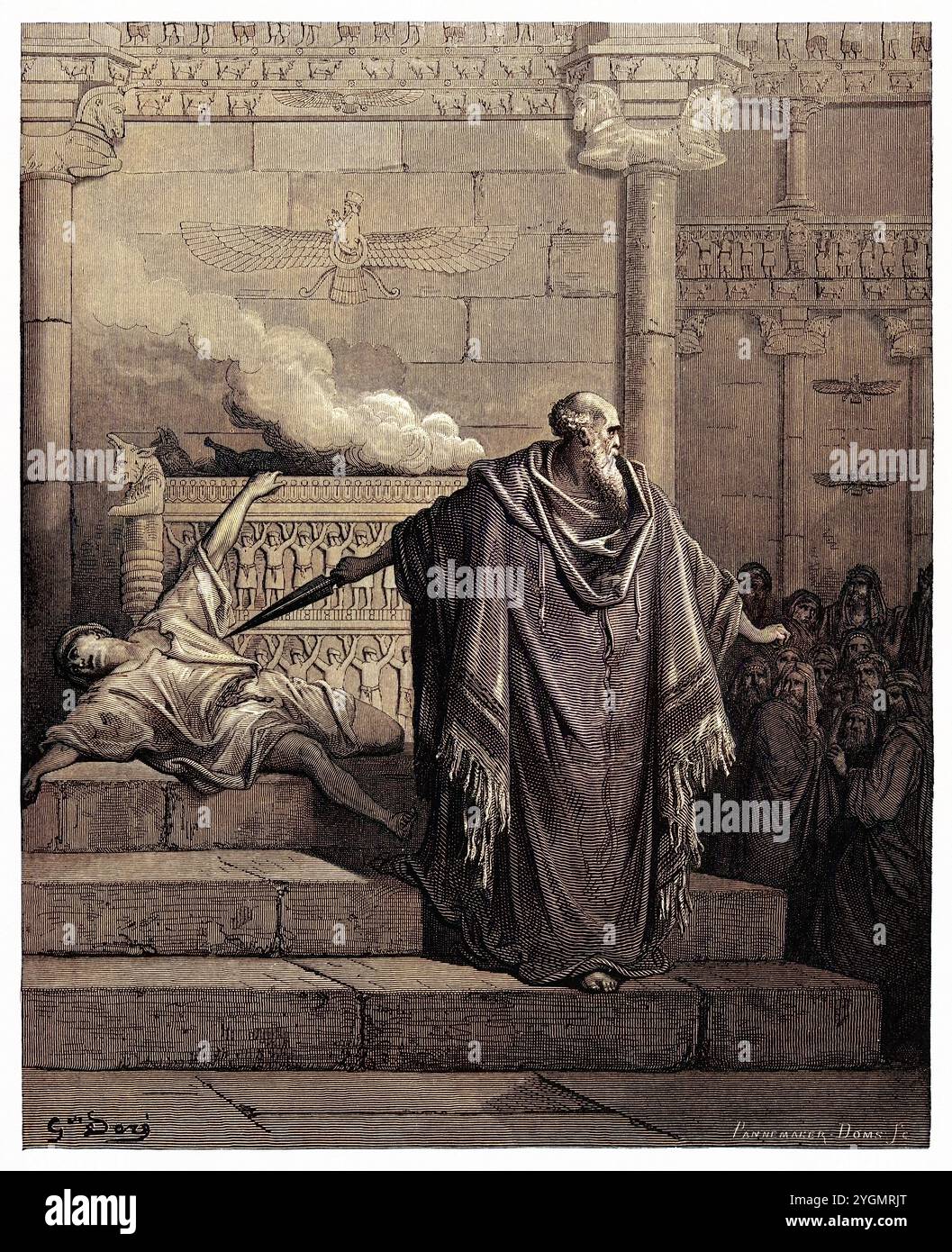 Mattathias and the Apostate. Mattathias slays the idolator. Old ...