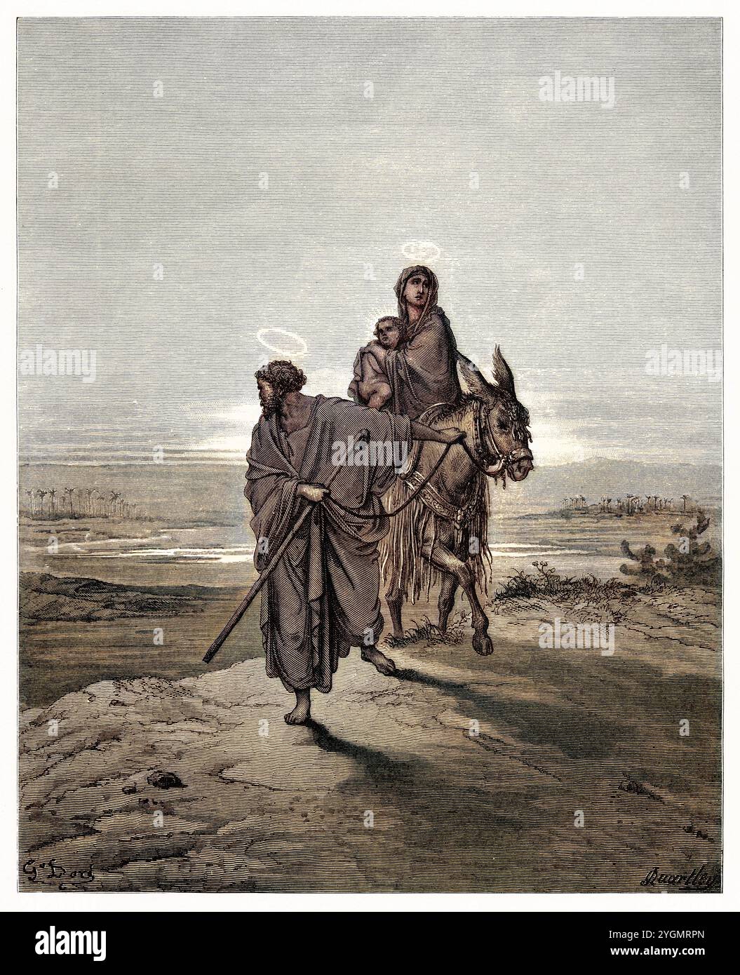 Flight of Mary and Joseph into Egypt with the infant Jesus since King ...