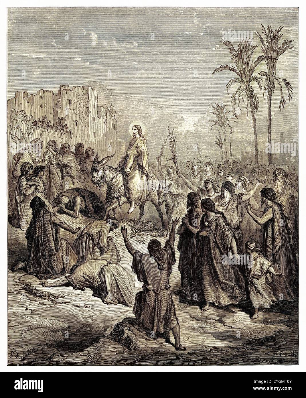 Palm Sunday, triumphal entry into Jerusalem. Jesus makes a grand ...