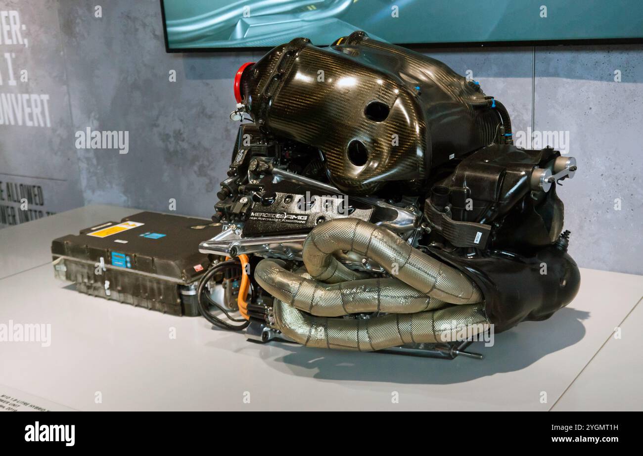 View of the M10 1.6L V6, Hybrid Turbocharged power unit used in Lewis ...