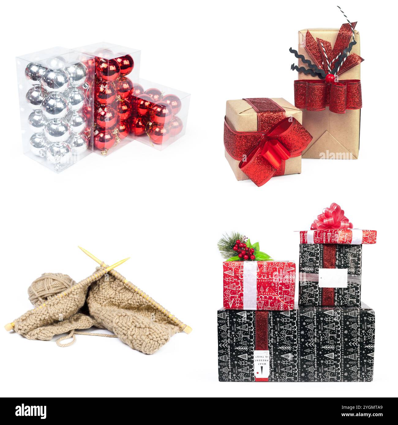 Group of Christmas objects isolated on white background Stock Photo - Alamy