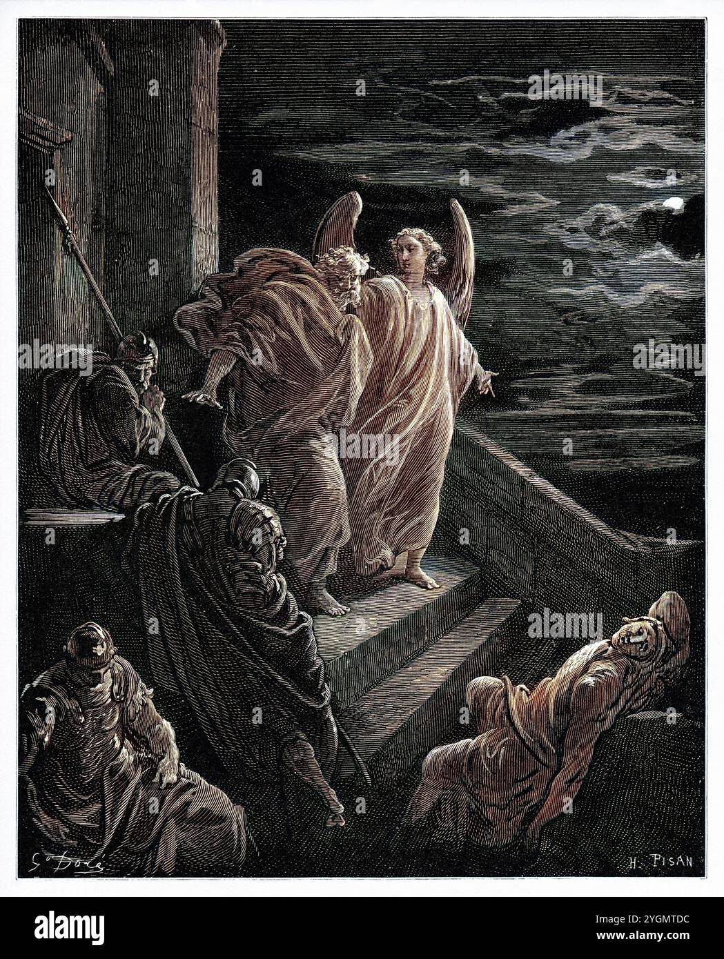 The liberation of Saint Peter from Herod's prison by an angel. New ...