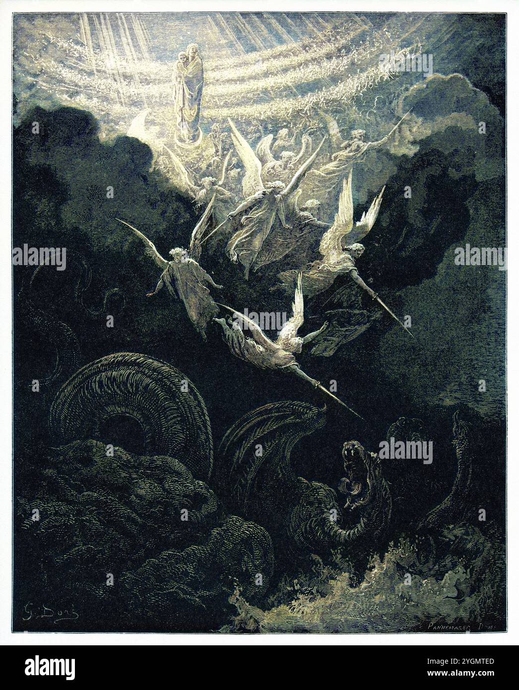 The coronation of the Virgin, vision of John the Baptist. New Testament ...