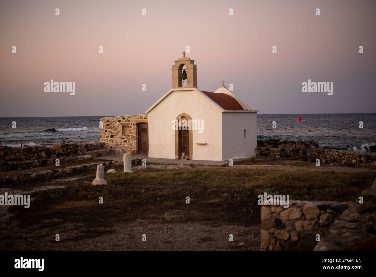 A beautiful Greek church in Hersonissos, Crete, Greece, featuring ...