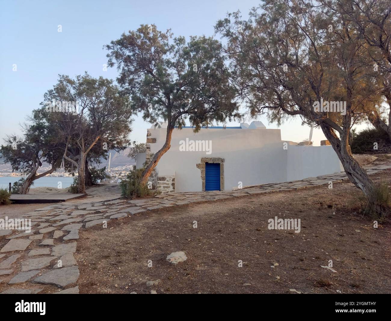 A beautiful Greek church in Hersonissos, Crete, Greece, featuring ...