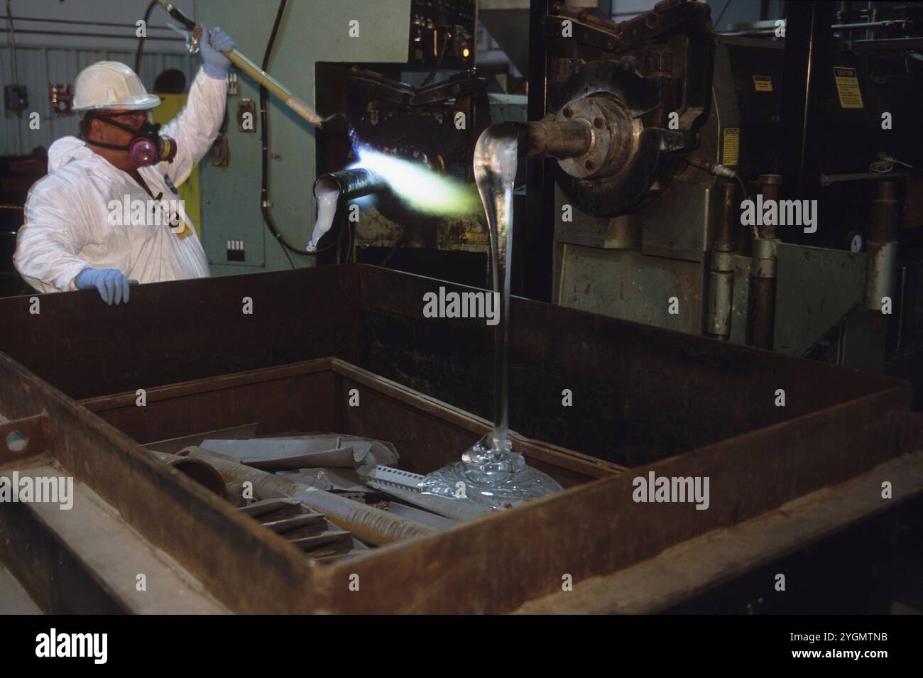 Nuclear waste being covered in polymer, Clive, Utah, USA Stock Photo ...