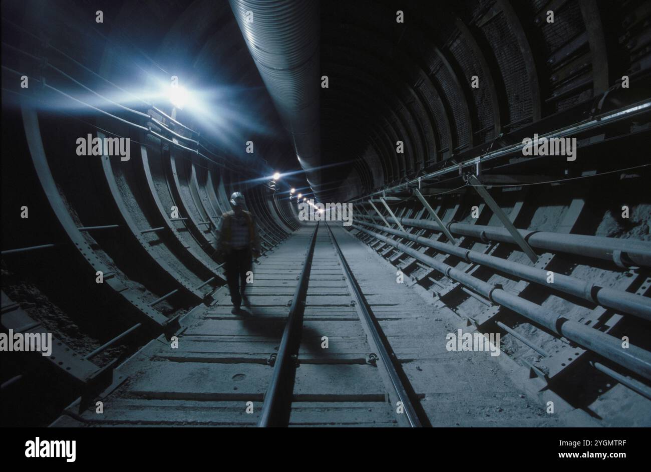 A ride into a 5 mile long tunnel, Yucca Mountain, AZ, USA Stock Photo ...
