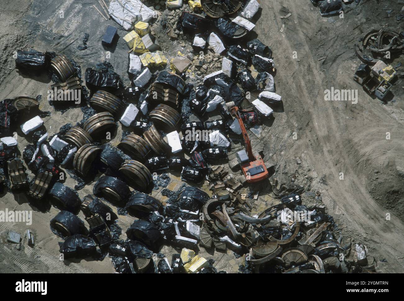Aerial of a low level nuclear waste storage facility, Clive, Utah, USA ...