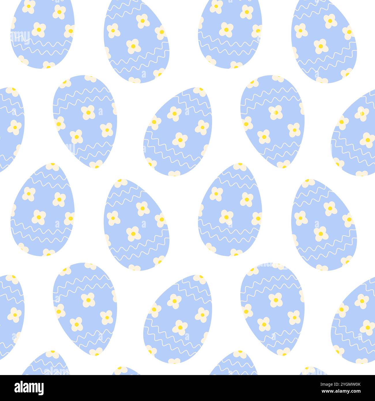 Flowers and wavy lines ornamented Easter Eggs Seamless pattern. Easter ...
