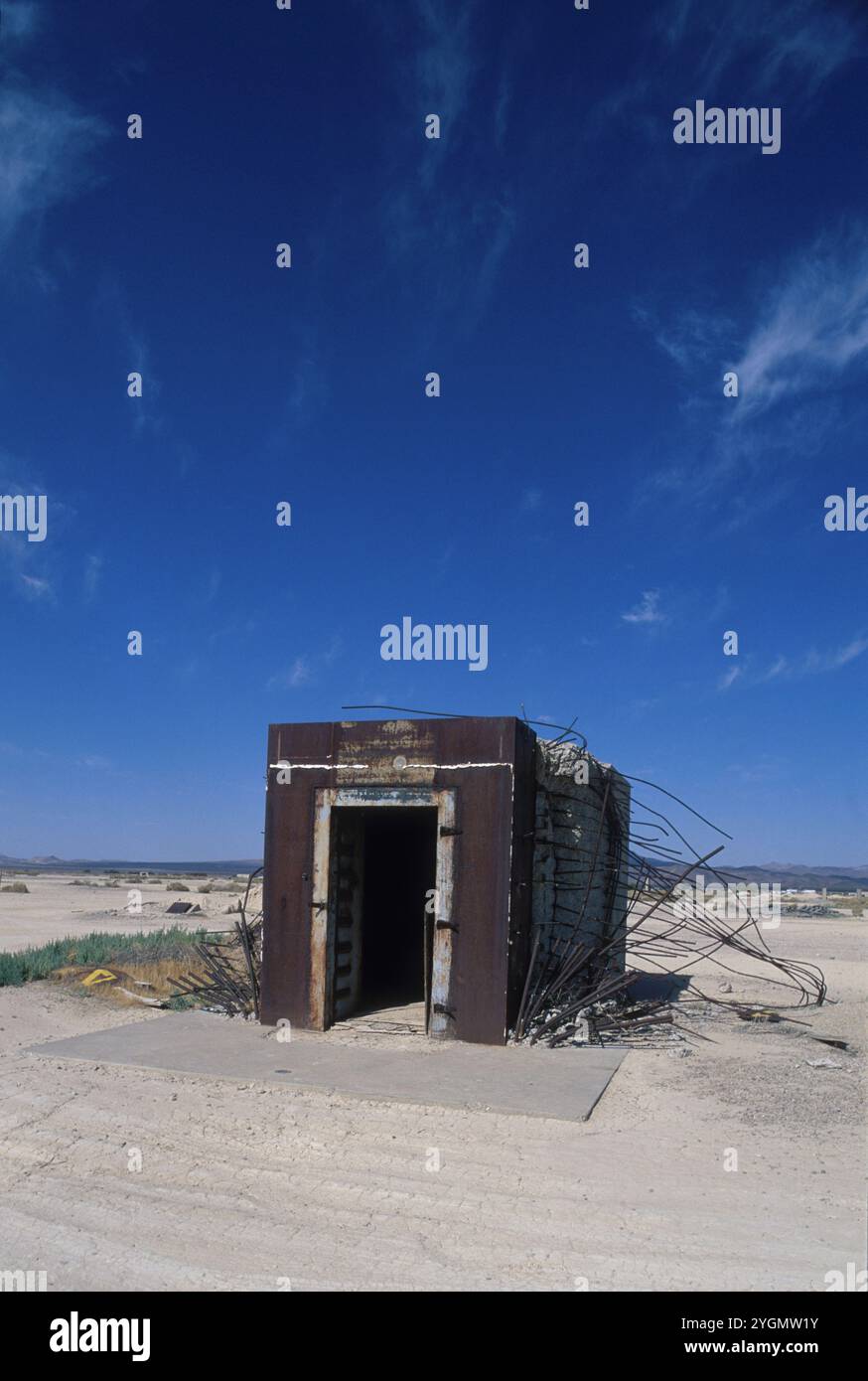Building used in nuclear tests, Nevada, USA Stock Photo - Alamy