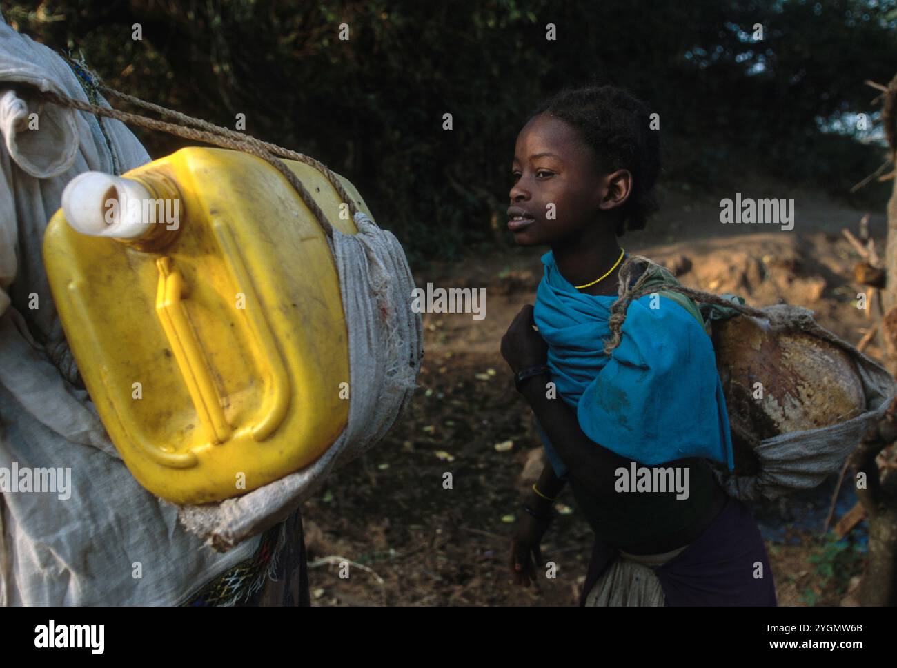 Women carrying water to their home near Shashemene, Ethiopia. Many ...