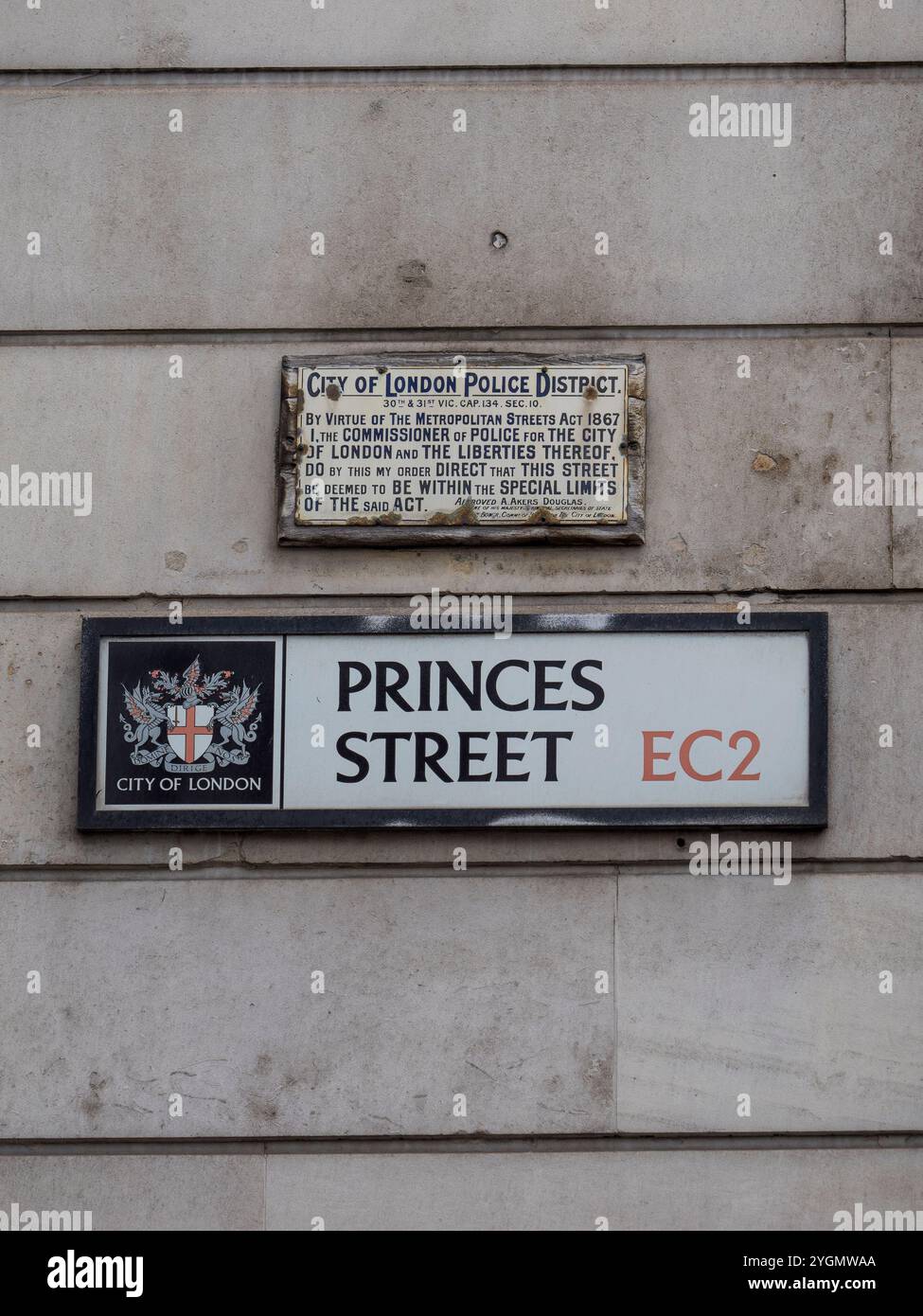 Princes Street (Bank of England), City of London Police District Sign ...