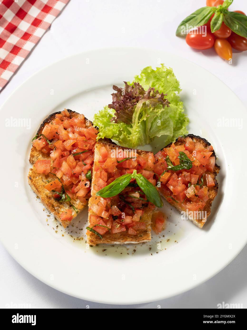 Classic Italian Bruschetta With Fresh Tomatoes Basil And A Drizzle