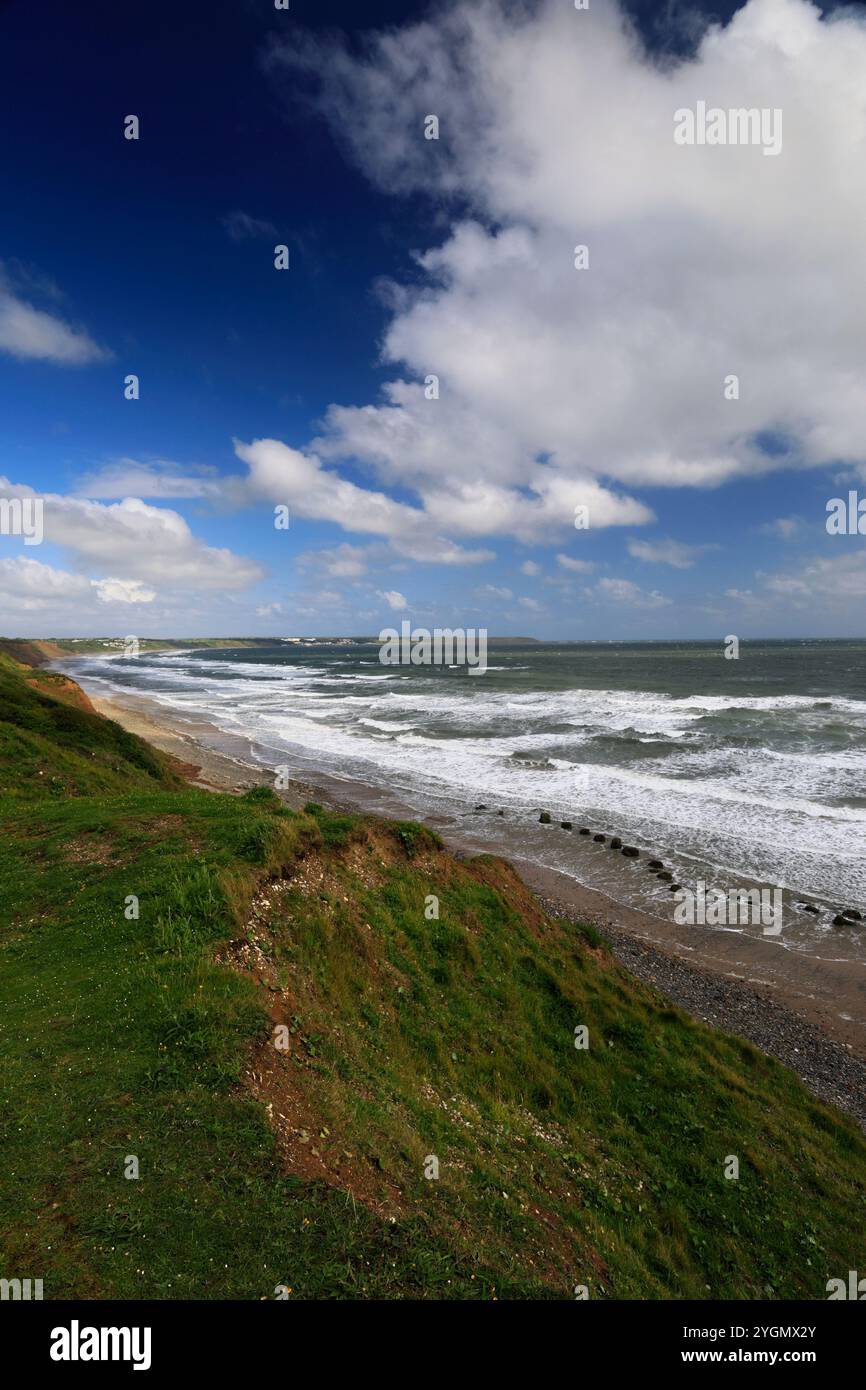 View over the coast from Reighton Sands towards Filey, North Yorkshire ...