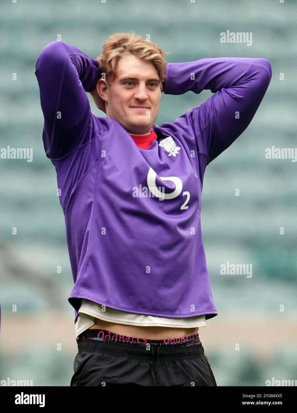 England's Alex Coles during a team run at the Allianz Stadium ...
