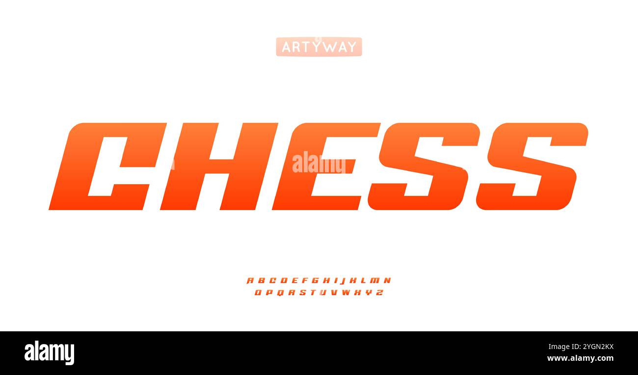 Angular wide alphabet, bold dynamic font, sporty sleek typography ...