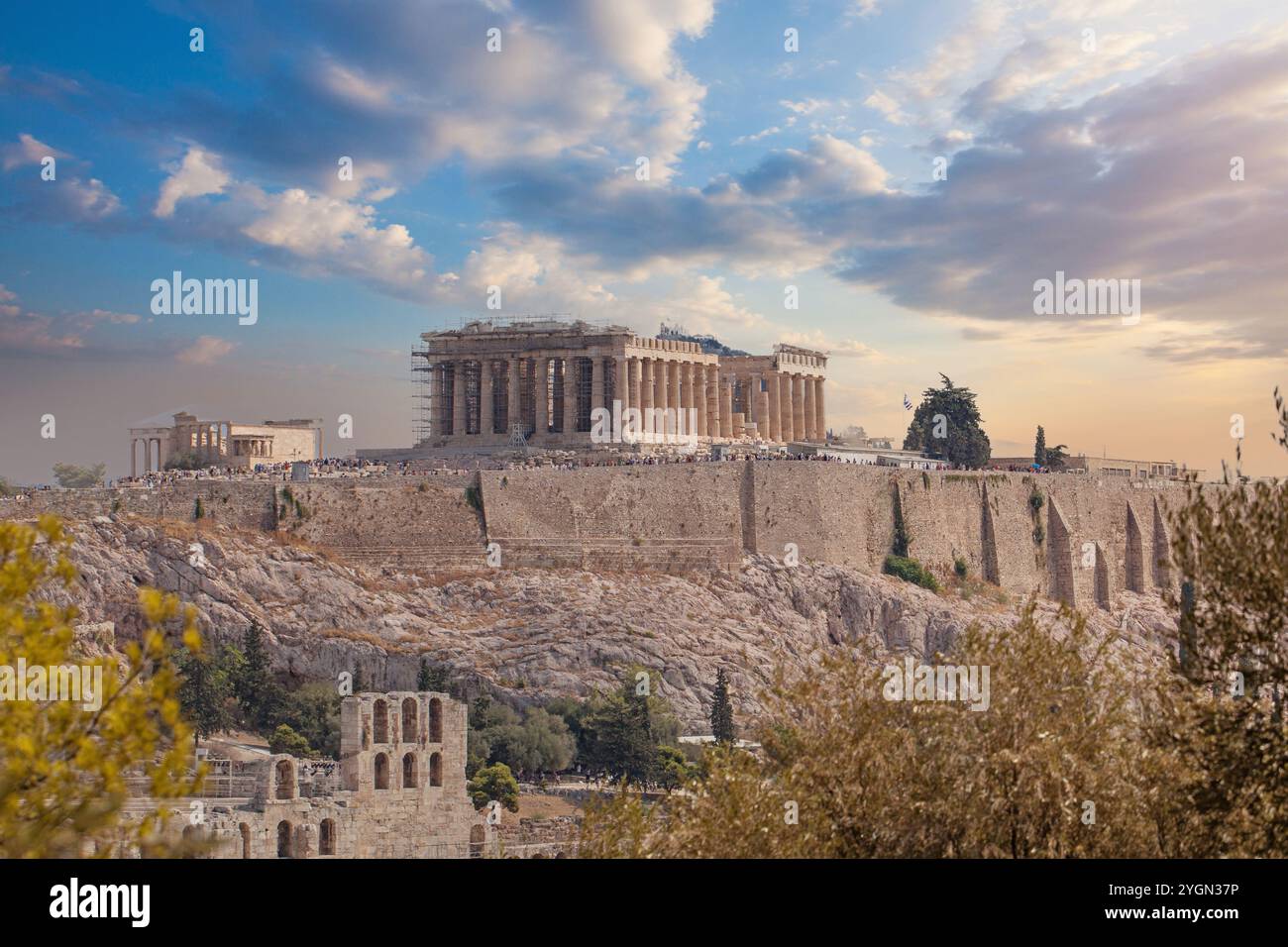 Parthenon under blue sky cloud, Acropolis of Athens, Greece Stock Photo ...