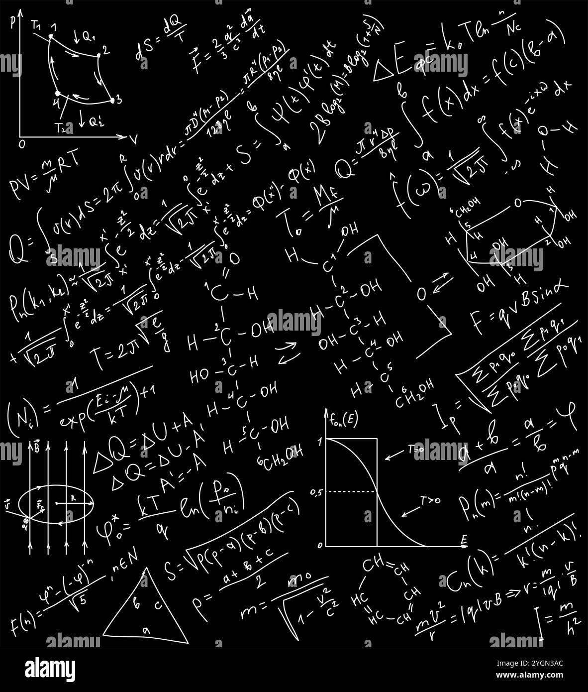 Education and science concept. Science formulas on blackboard ...