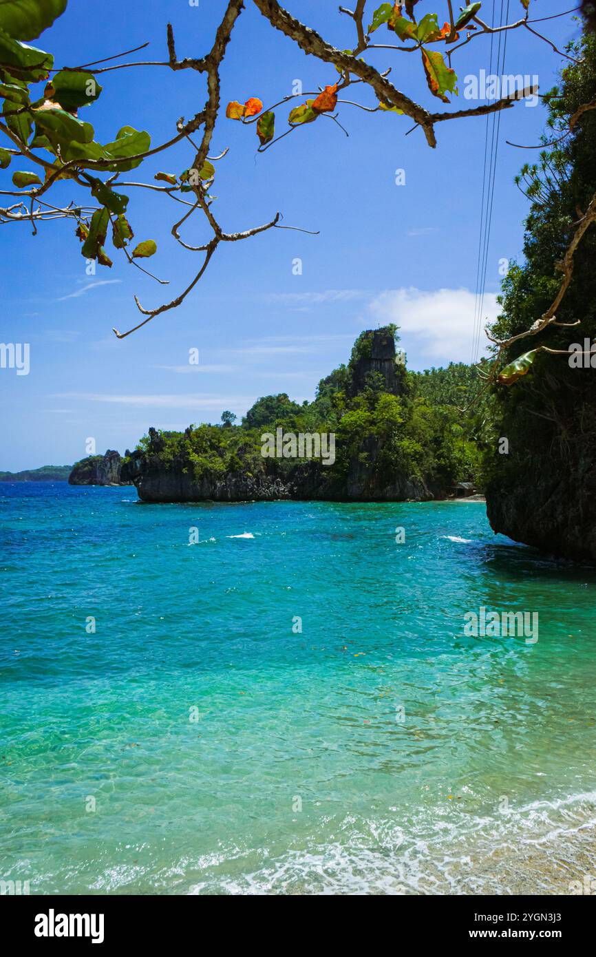 Blue sky over the tropical island. Portrait. Calatrava, Romblon ...