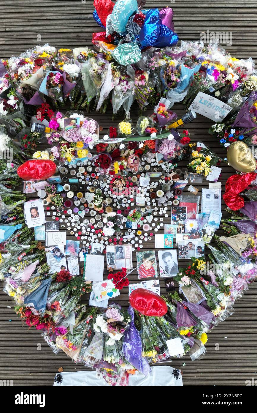 Floral tributes to singer Liam Payne which have been moved by ...