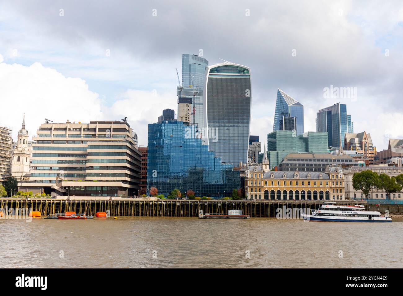 Modern skyscrapers in the city of London including walkie talkie ...