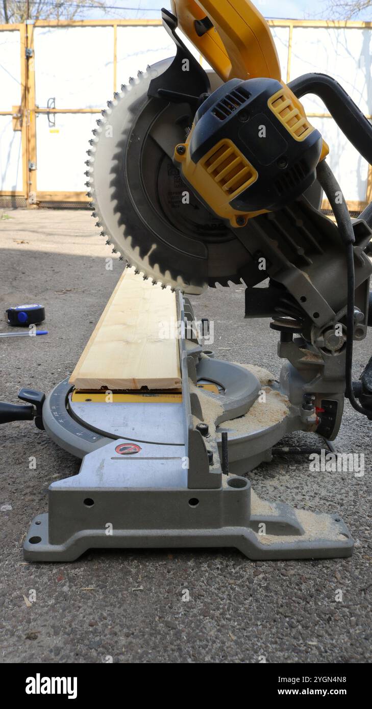 Miter saw in use hi-res stock photography and images - Alamy