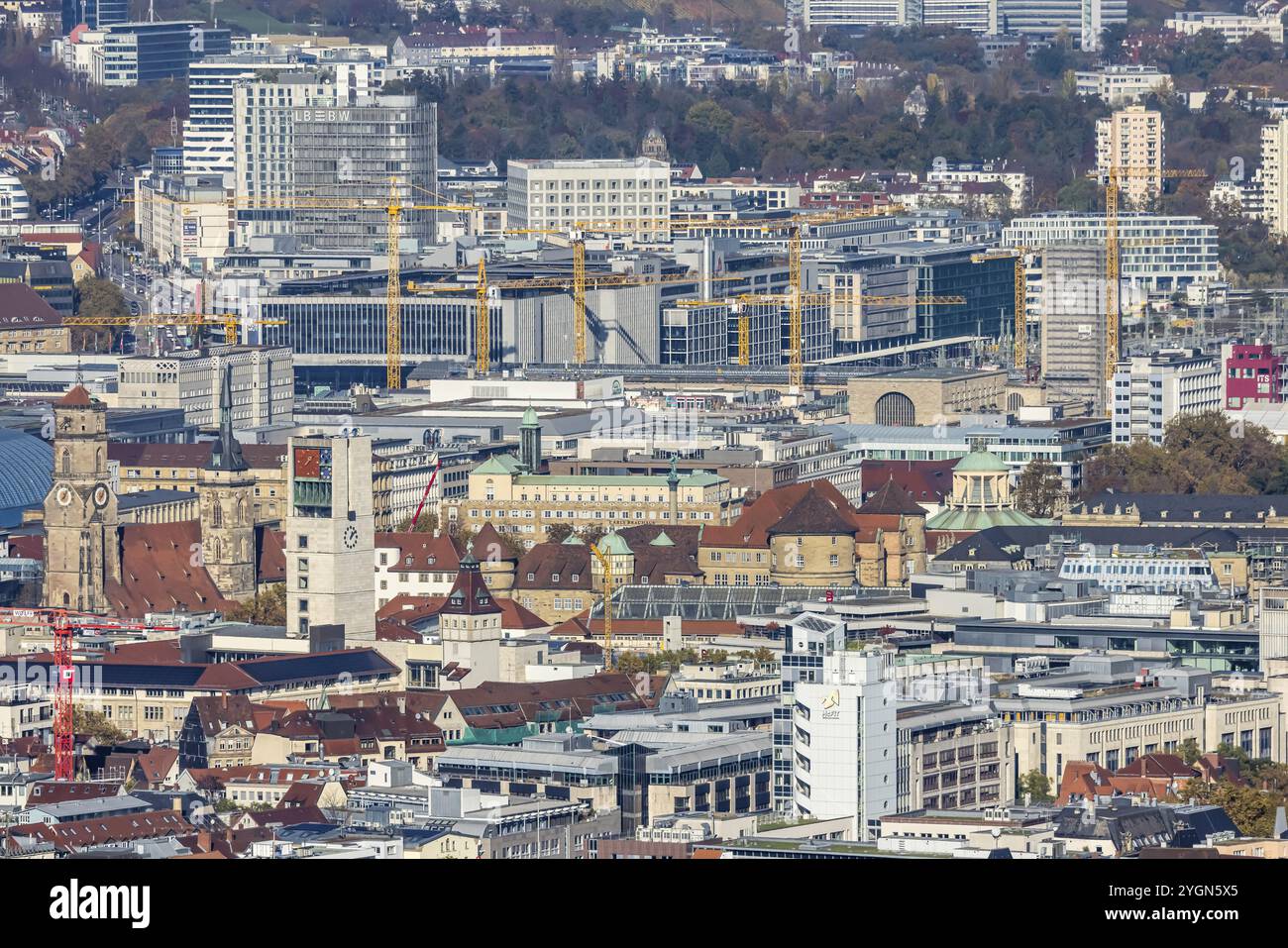 Central station with construction site Stuttgart 21, city centre with ...