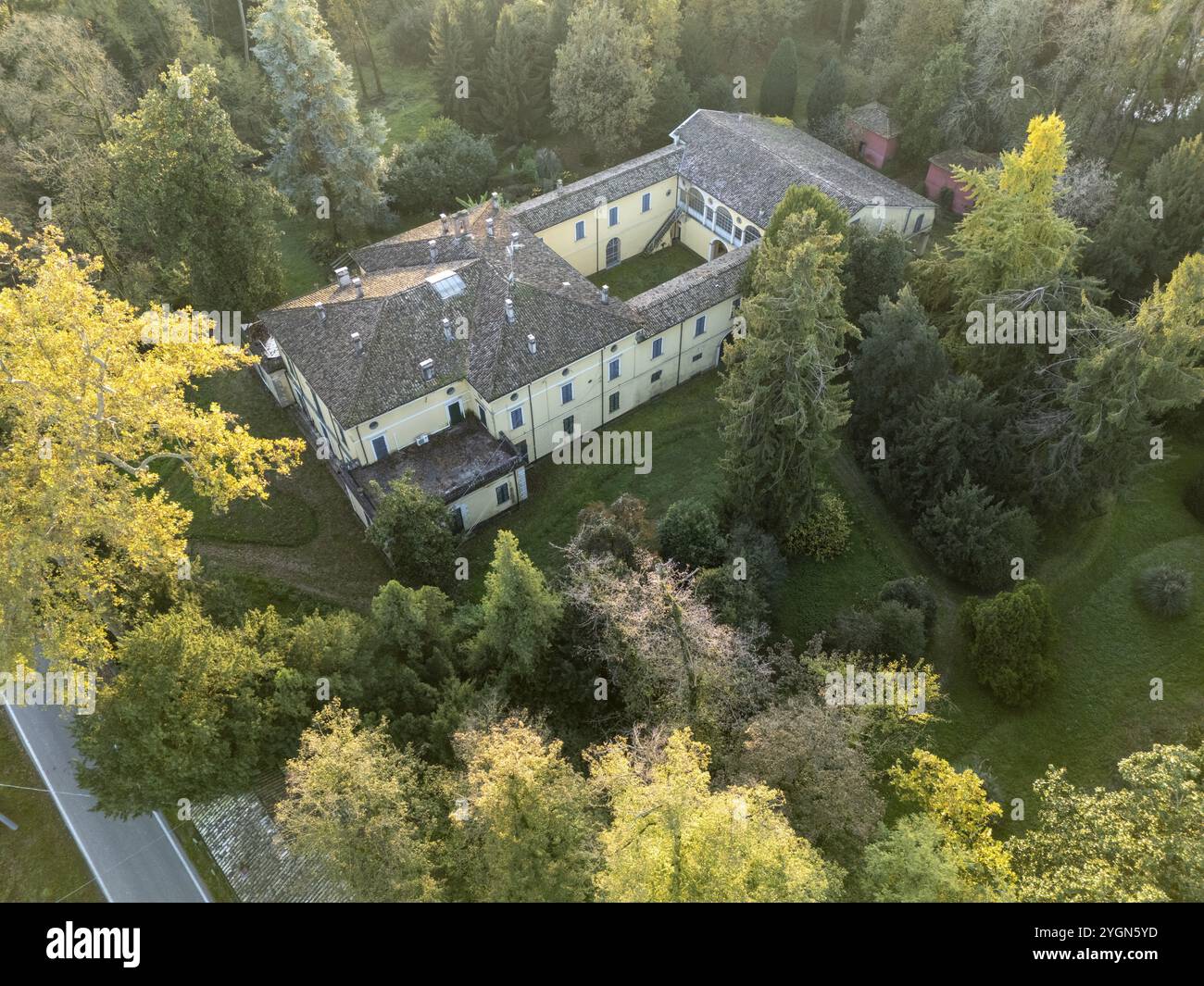 Aerial view of the sant'agata villa, the house of giuseppe verdi ...