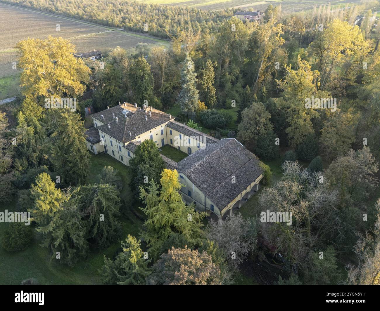 Aerial view of the sant'agata villa, the house of giuseppe verdi ...