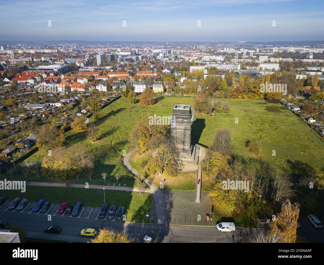 The Bismarck Column in Dresden-Raecknitz is a 23 metre high monument to ...