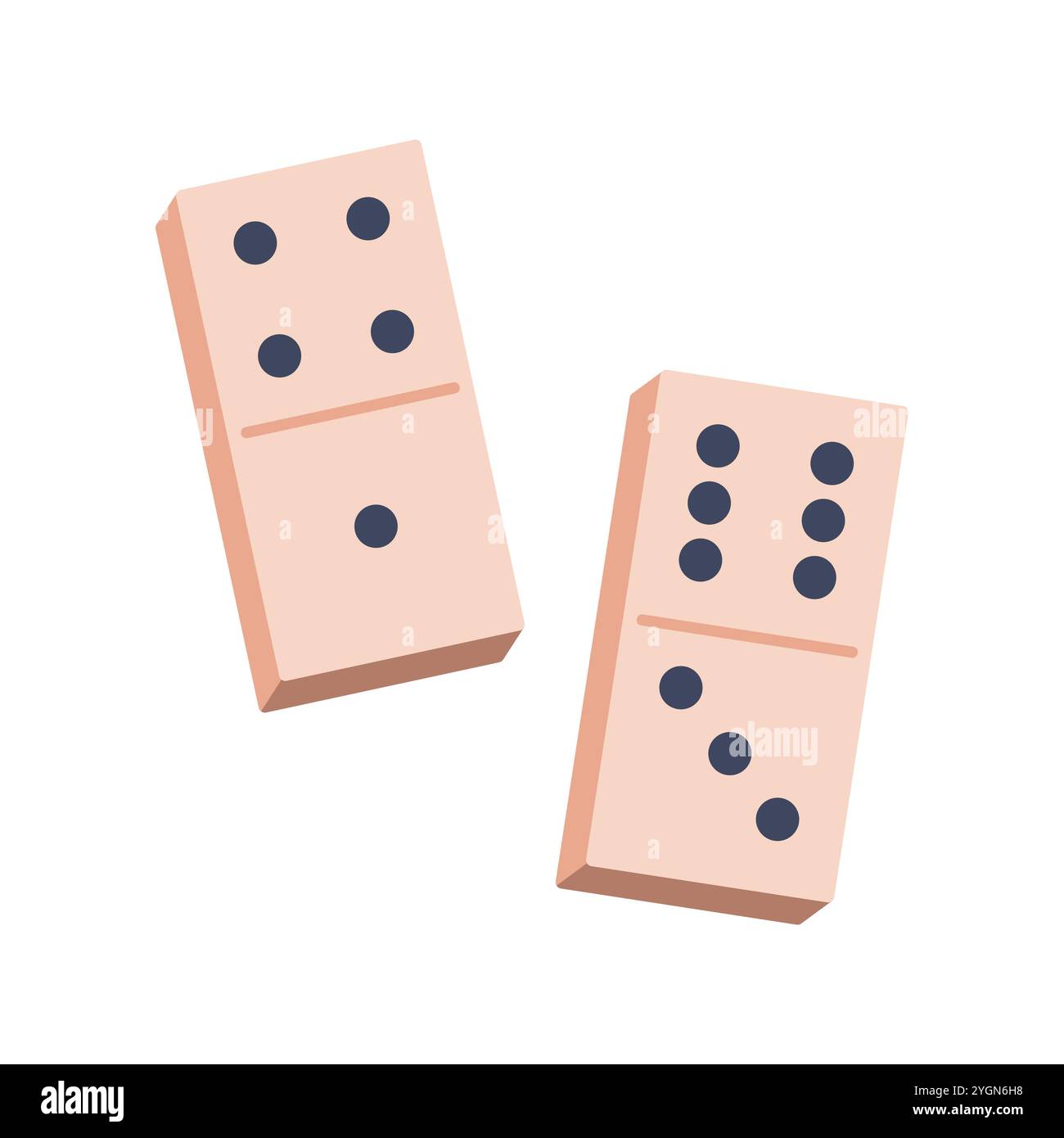 Dominoes. Two dominoes with different numbers of dots. Game, symbol of ...