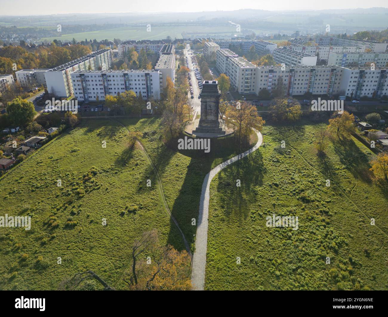 The Bismarck Column in Dresden-Raecknitz is a 23 metre high monument to ...