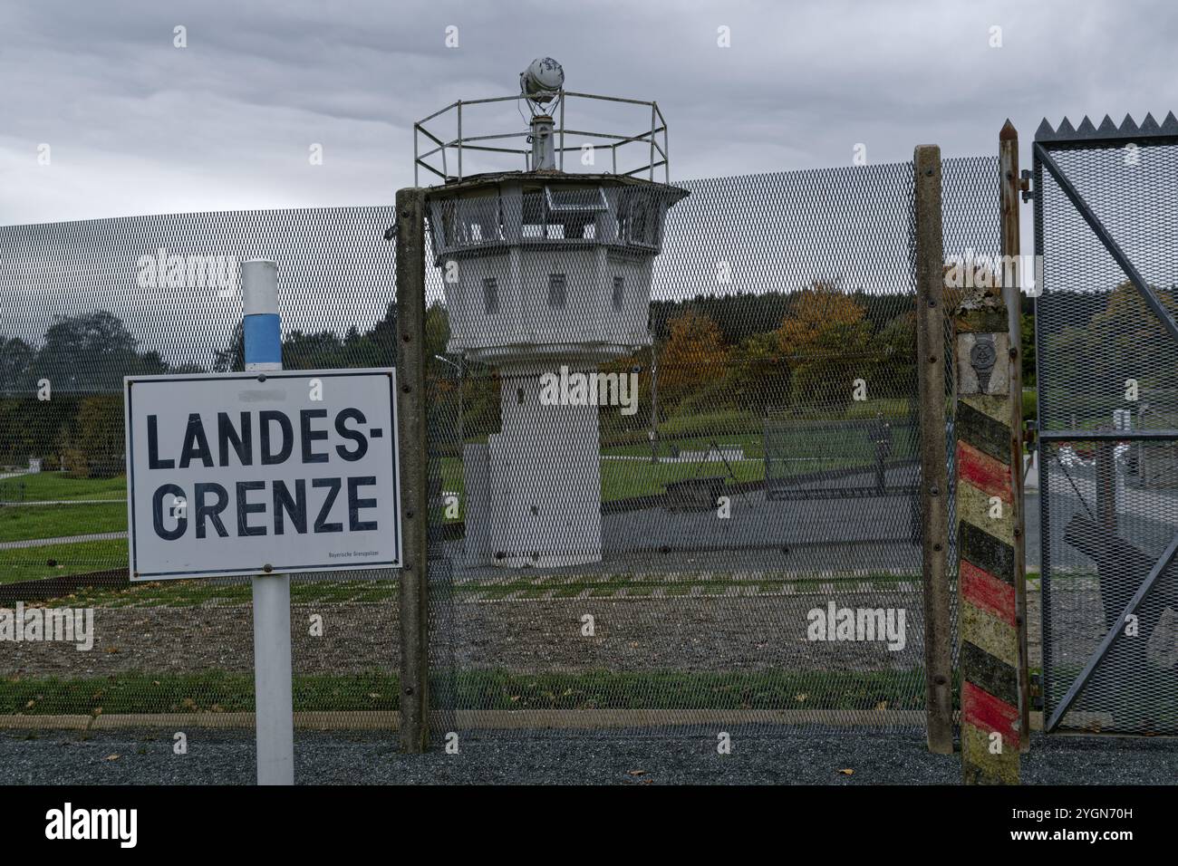 GDR observation tower in the German-German Museum Moedlareuth, with a ...