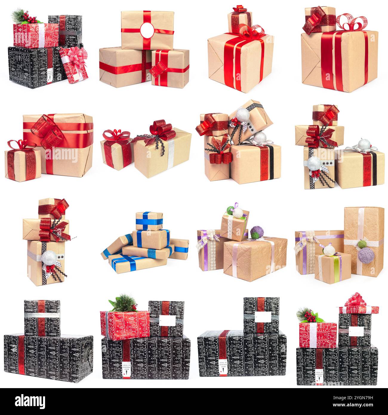 Group of Christmas objects isolated on white background Stock Photo - Alamy