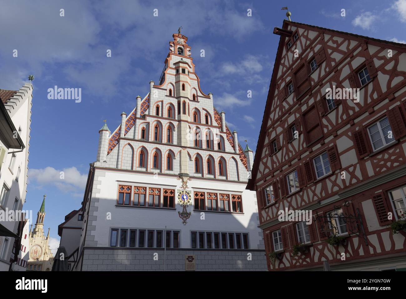 Late Gothic town hall with early Baroque gable, historic old town ...