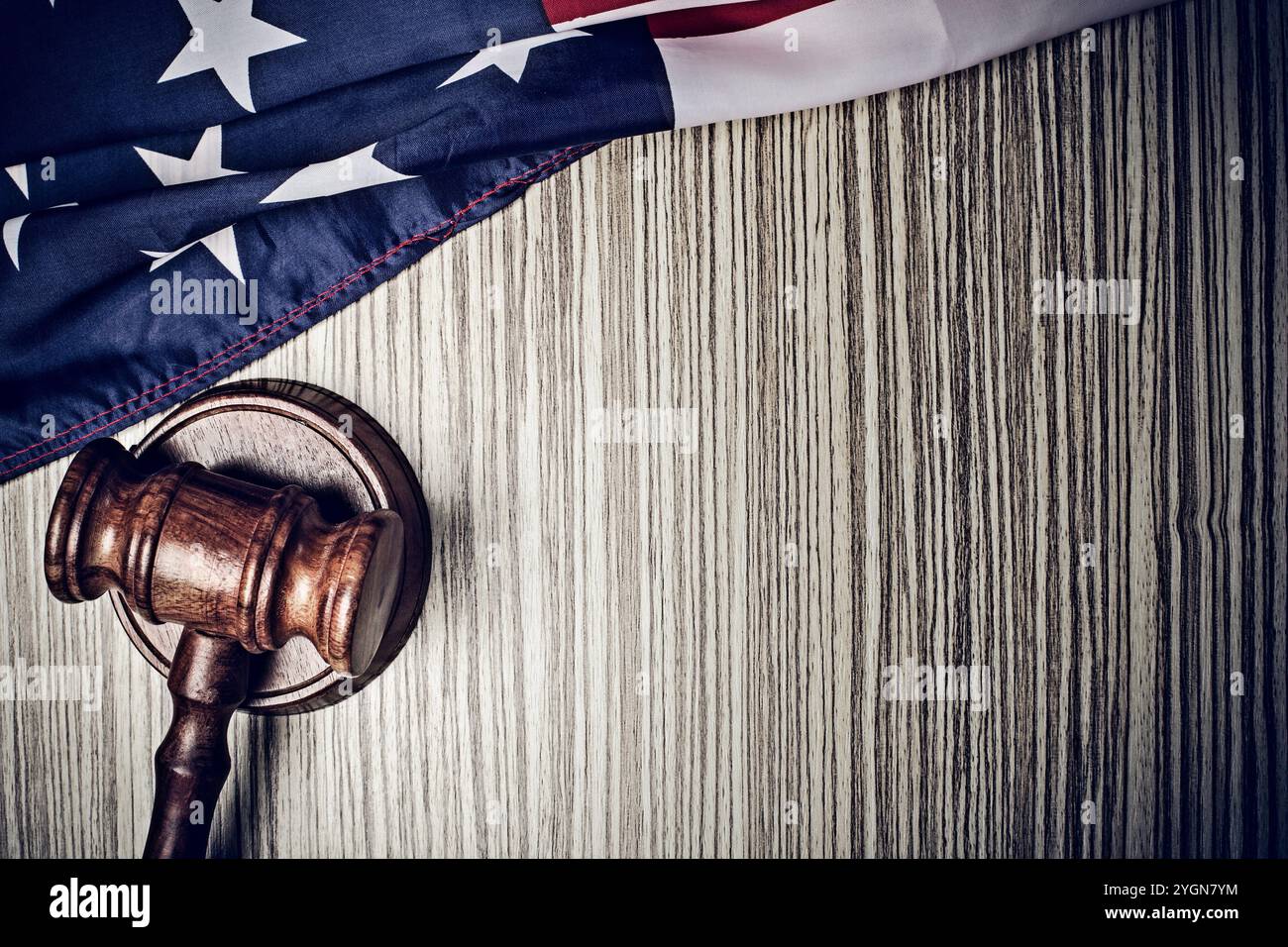 the judge gavel and background with usa flag Stock Photo - Alamy