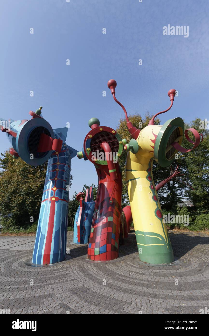 Sculpture of the Nessy family in bright colours, sea monster, aeration ...