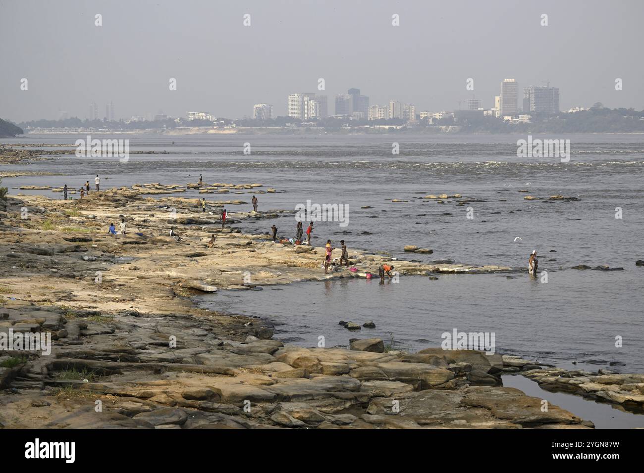 Women washing their laundry at the Congo River near the Malebo pool ...