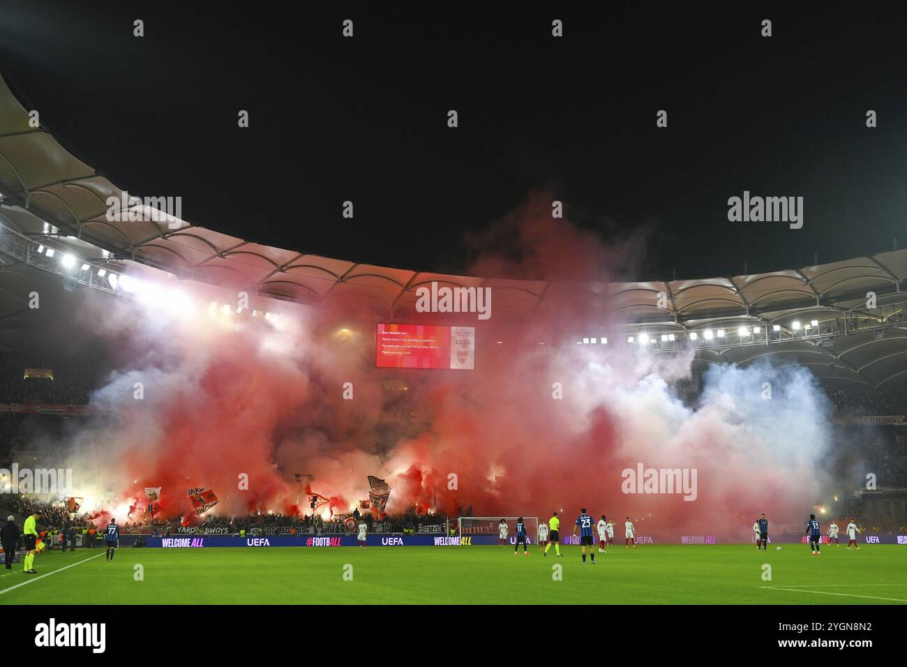 Bengalos, pyrotechnics, pyro, fireworks, Cannstatter Kurve, fan block ...