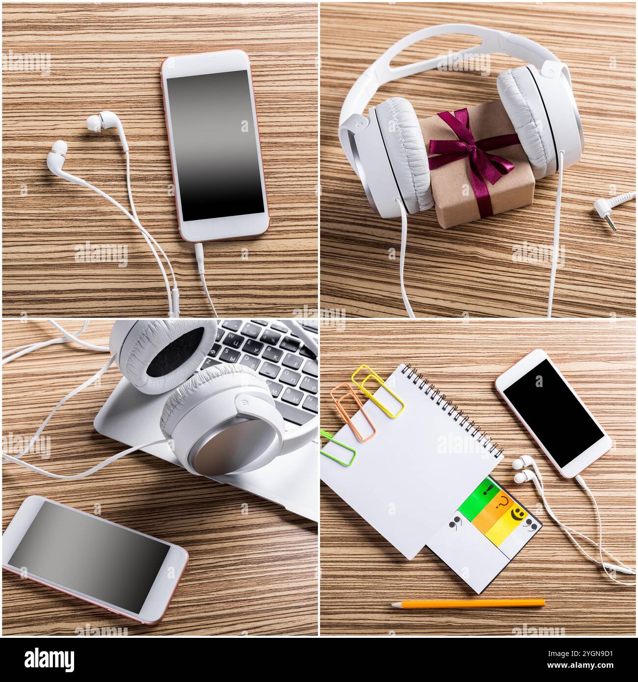 Collage of headphones Stock Photo - Alamy