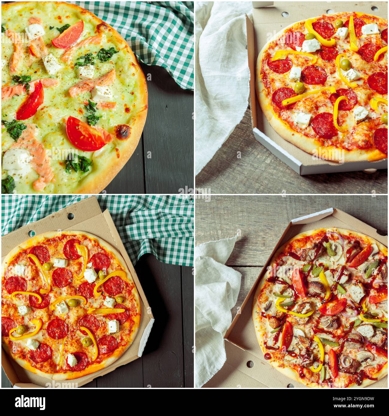 collage of various pizza Stock Photo - Alamy