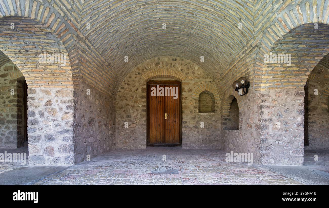 The Upper Caravanserai courtyard in Shaki, Azerbaijan, boasts ...