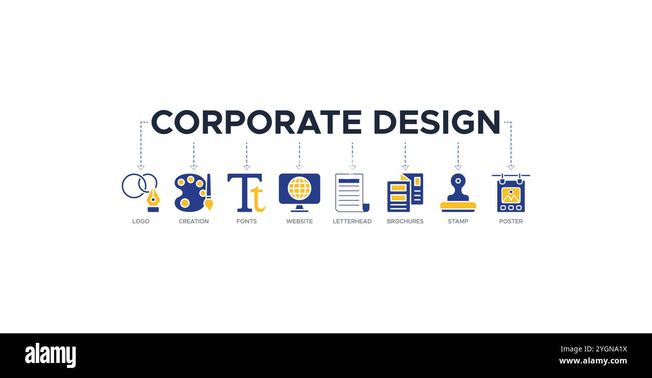 Corporate design banner web icon vector illustration concept with icon of logo, creation, fonts ...